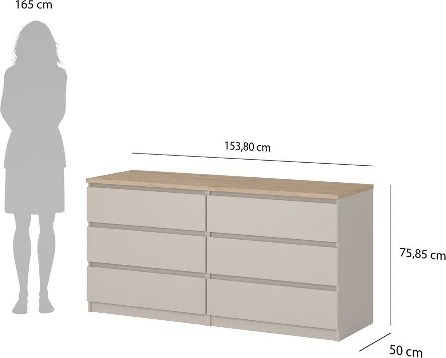 Krémová komoda 154x76x50 cm Naia – Tvilum