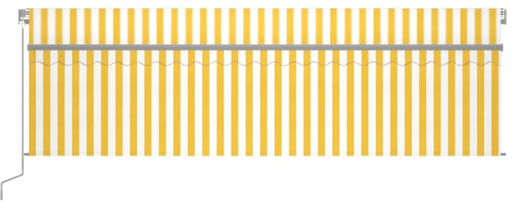 vidaXL Marketos Ručně zatahovací markýza s roletou 5 x 3 m žlutobílá
