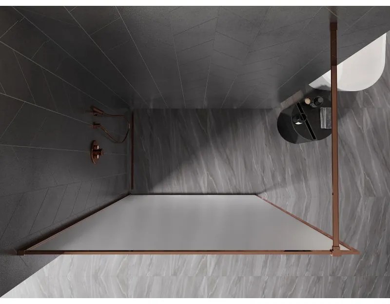 Mexen, Mexen Kioto-XF sprchová stěna s rámem 50 x 202 cm, matná 10 mm, růžové zlato - 800-050-104-60-30-X