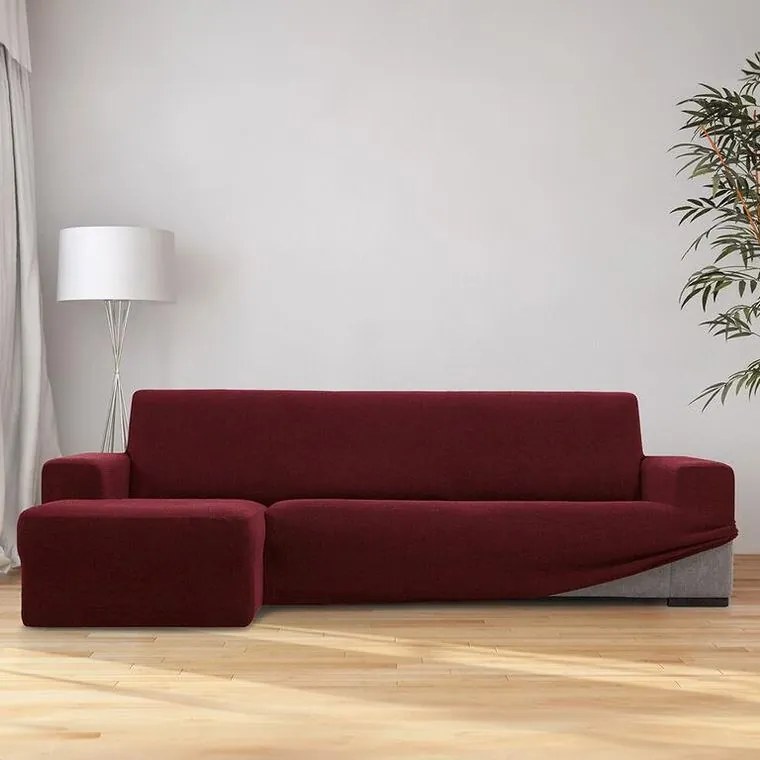 Super strečové potahy HARMONIA bordó sedačka s otomanem vlevo (š. 210 - 320 cm)