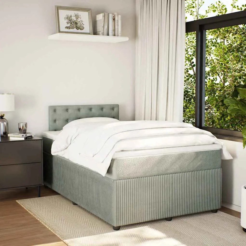 Box spring postel s matrací světle šedá 120x190 cm samet 3287698