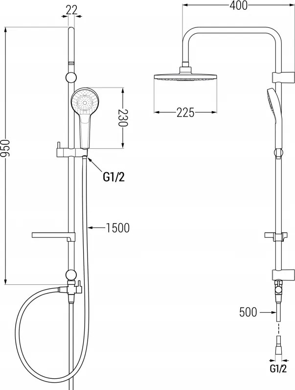Mexen sprchový set X05 s horní hlavicí 22,5cm, chrom, 798050591-00