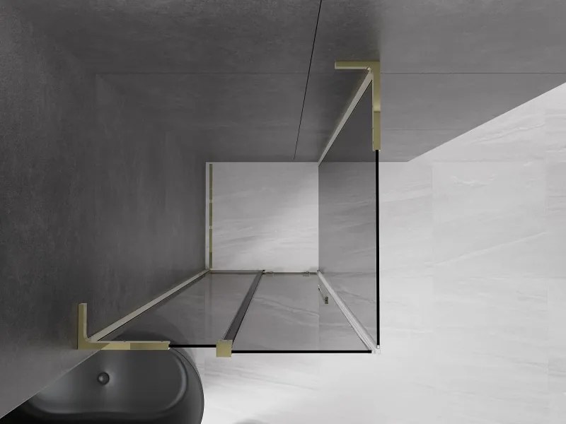 Mexen Velar L, sprchový kout s posuvnými dveřmi 90 x 90 cm, 8mm šedé sklo, zlatá lesklá, 871-090-090-43-50