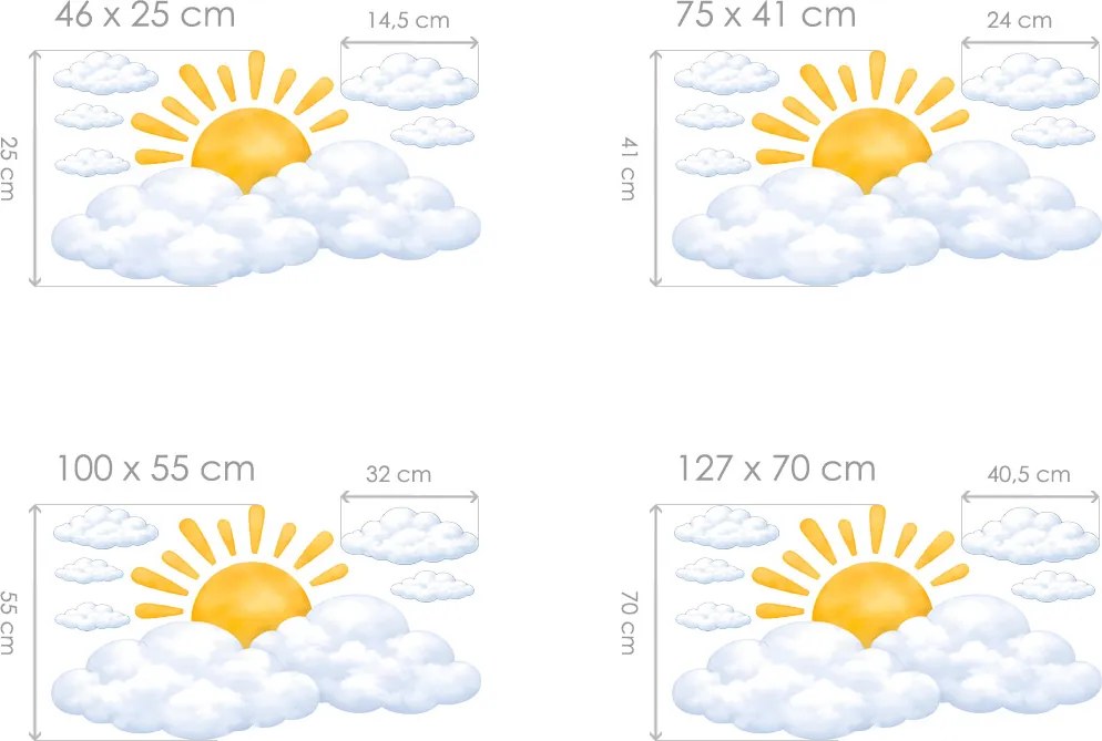 Slunce za mraky samolepky na zeď arch 75 x 41 cm