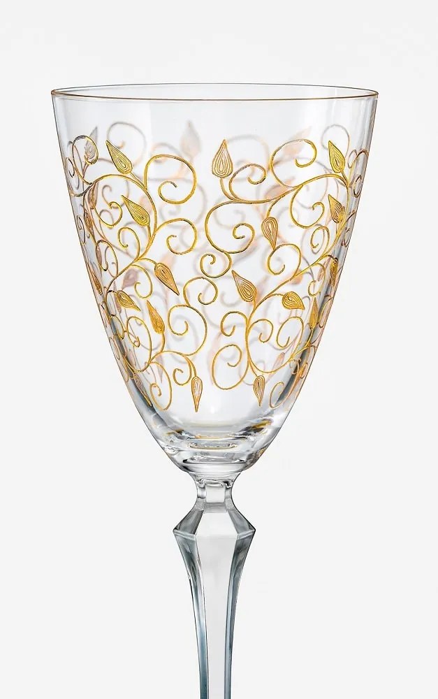 Crystalex - Bohemia Crystal Sklenice na bílé i červené víno Elisabeth Leaves Gold 350 ml, 6 ks