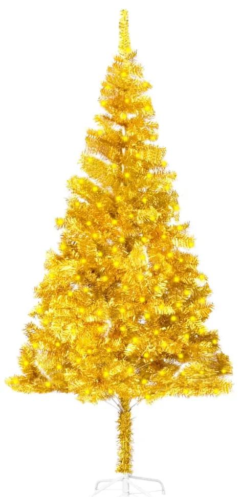 Umělý vánoční stromek s LED a stojanem zlatý 180 cm PET,  3077433 HangarStore.cz
