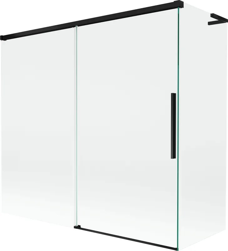 Mexen Rox, L posuvná 2-křídlová vanová zástěna 170 + 75 x 150 cm, 8mm čiré sklo, černý matný profil, 8C9L-170-075-70-00