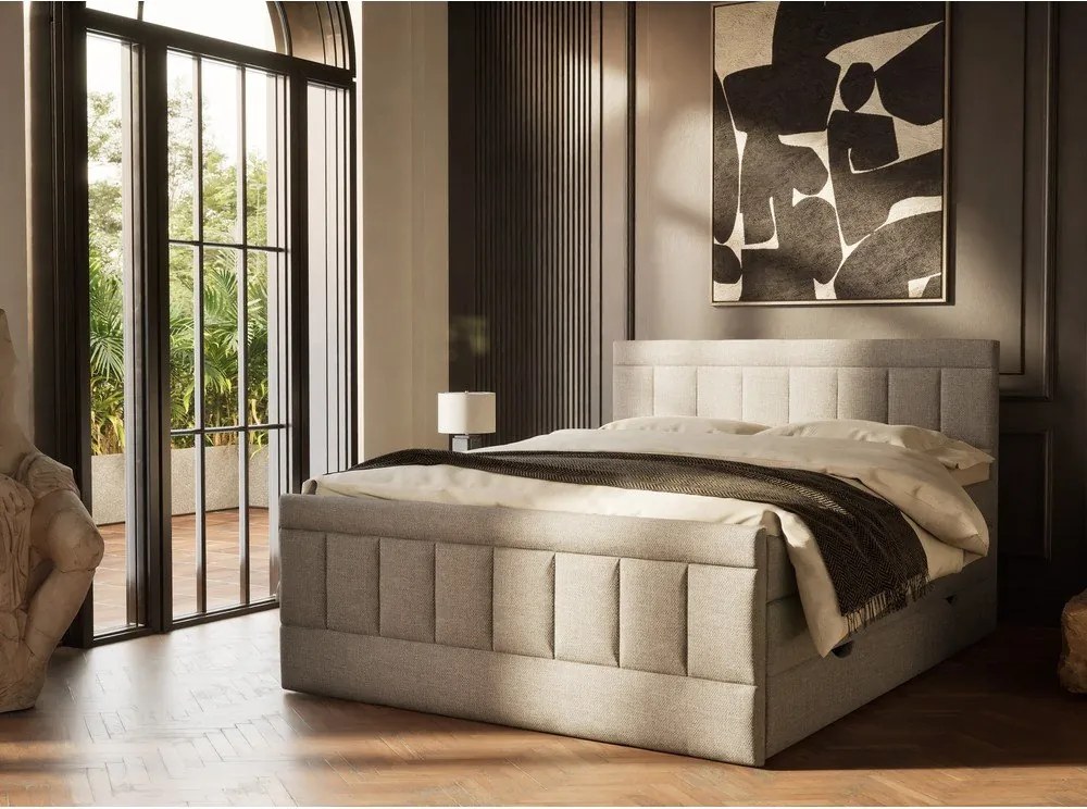 Šedá boxspring postel s úložným prostorem 200x200 cm Caya – Maison de Rêve