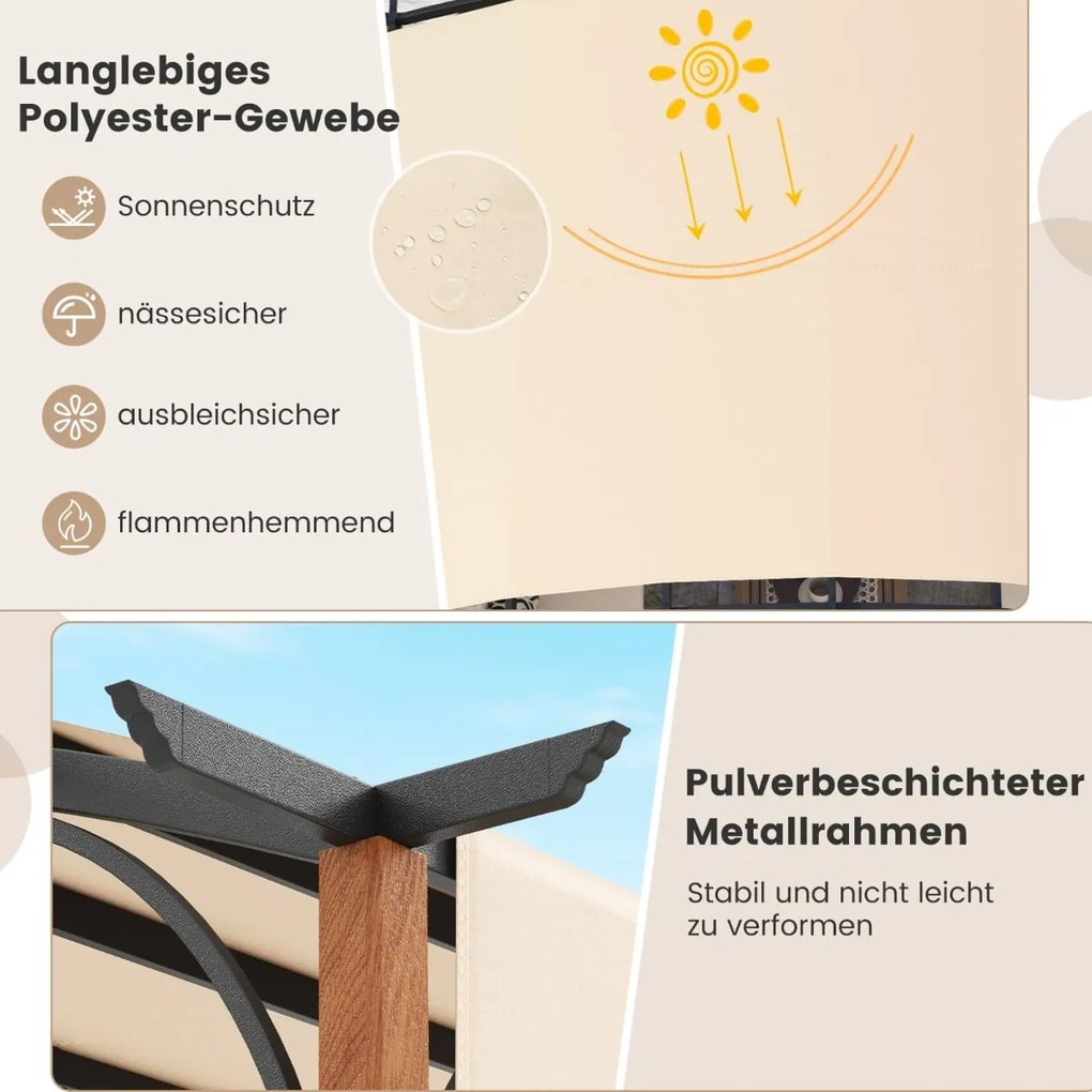 Costway Pergola se stahovací střechou Vodotěsná stabilní Zimní odolný altán