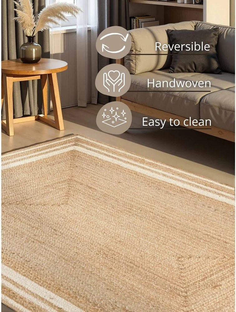 Krémový/v přírodní barvě oboustranný/ručně tkaný jutový koberec 200x300 cm Looma – Hanse Home