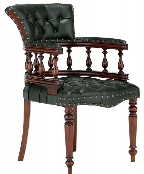 Křeslo z mahagonu Chesterfield pravá kůže III