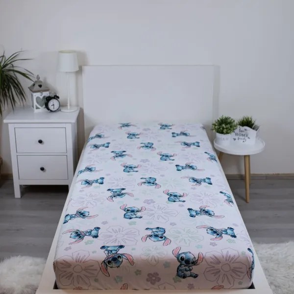 Jerry Fabrics Prostěradlo Lilo and Stitch Ohana White 90x200x25 cm