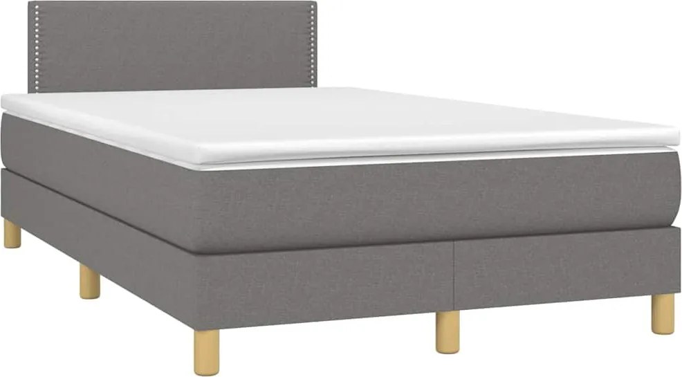 Box spring postel s matrací a LED tmavě šedá 120x200 cm textil 3133622
