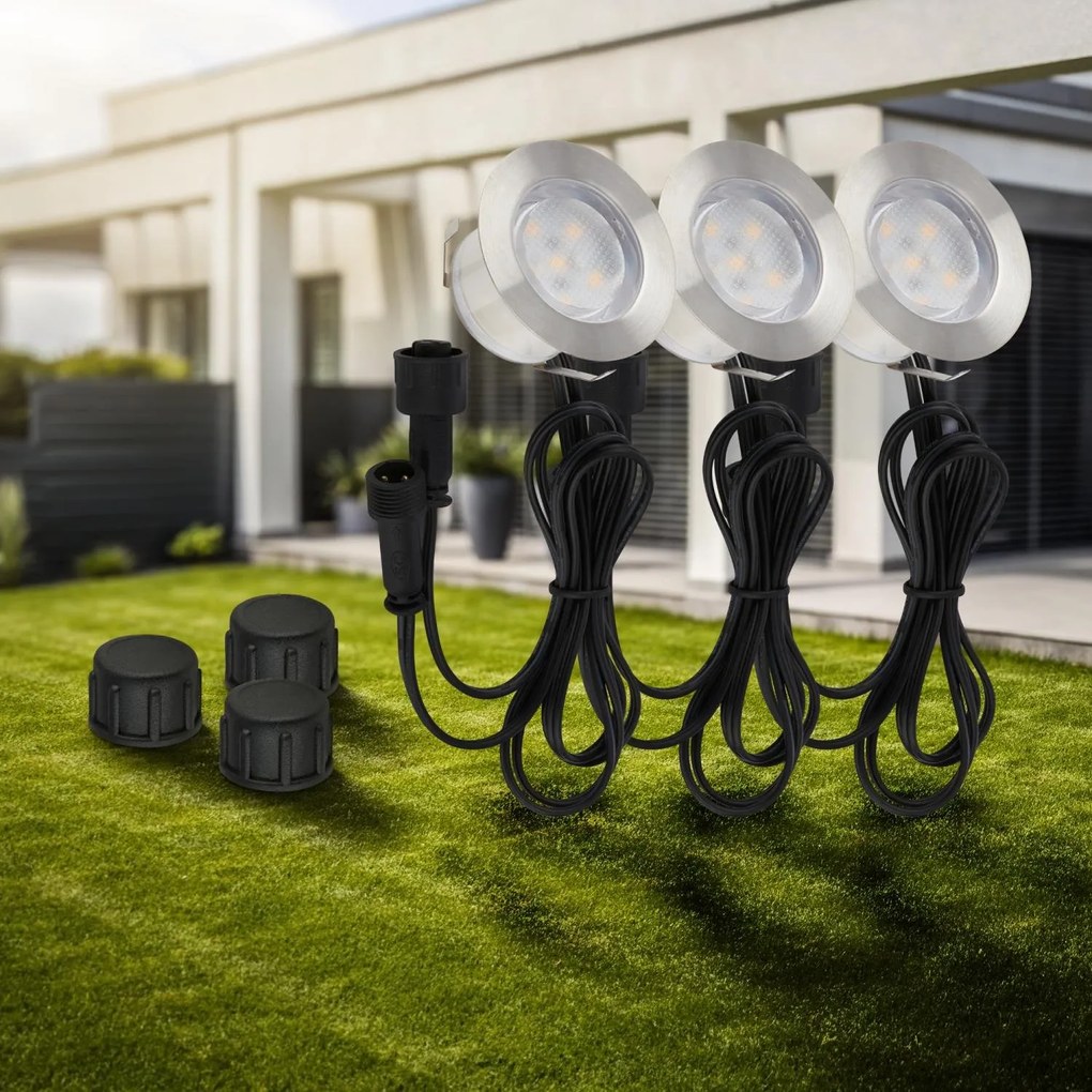BRI 3915032 CONNECT TO SHINE prodlužovací sada Padouk 3ks LED zapuštěných svítidel do země, IP67 - BRILONER