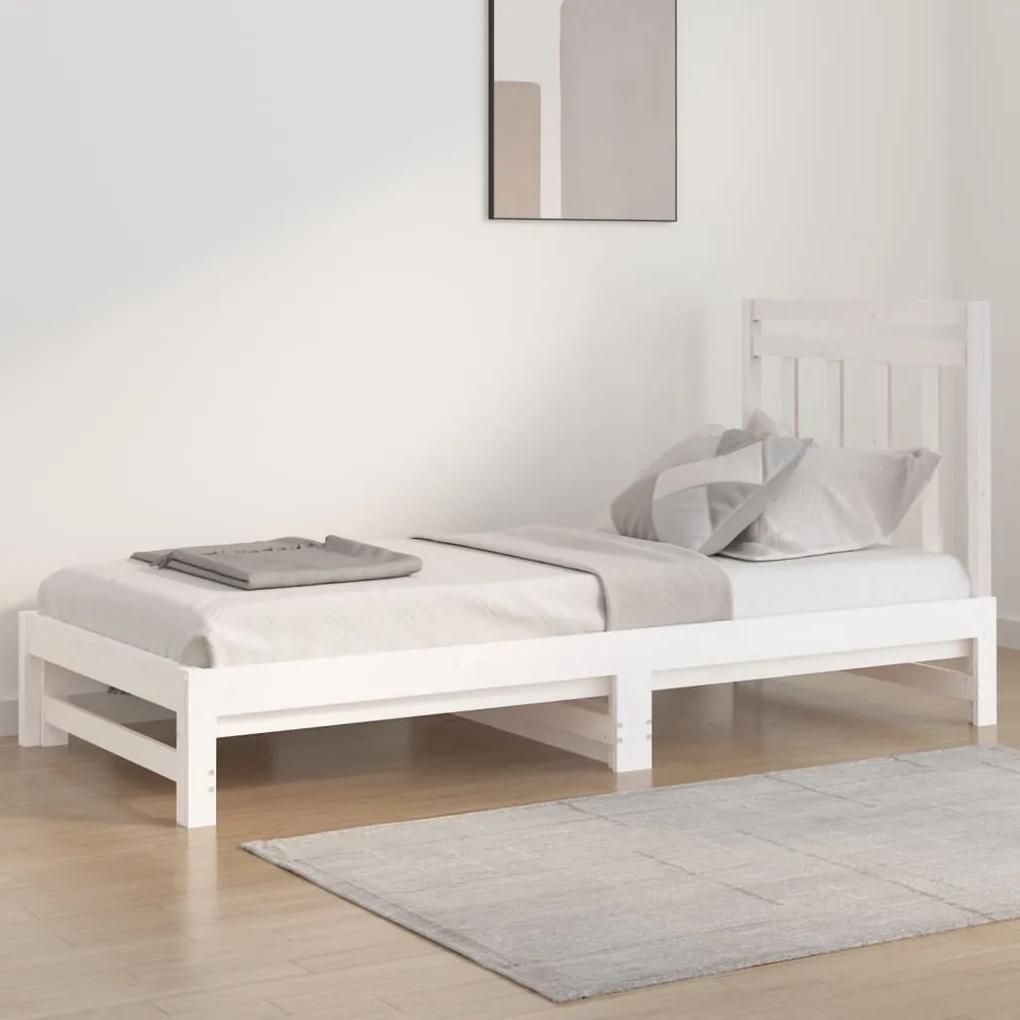 Výsuvná postel bílá 2x (90 x 200) cm masivní borovice - Default Title