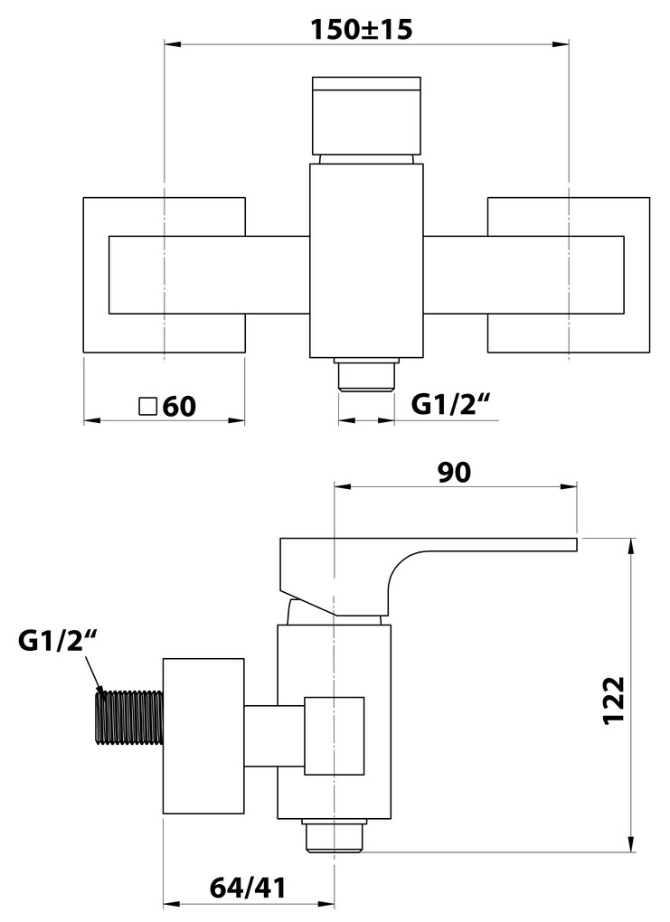 Sapho Sapho, FORATA nástěnná sprchová baterie, černá mat