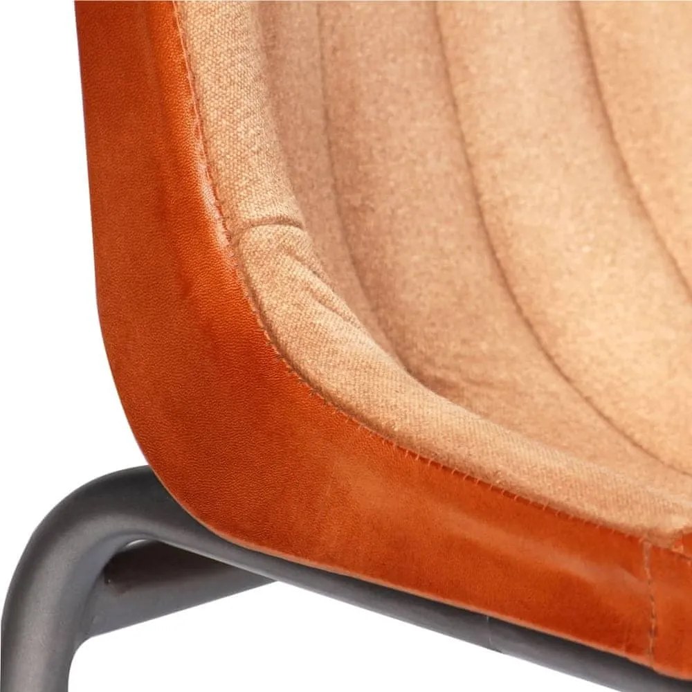 Petromila Jídelní židle 2 ks hnědé a béžové pravá kůže a plátno