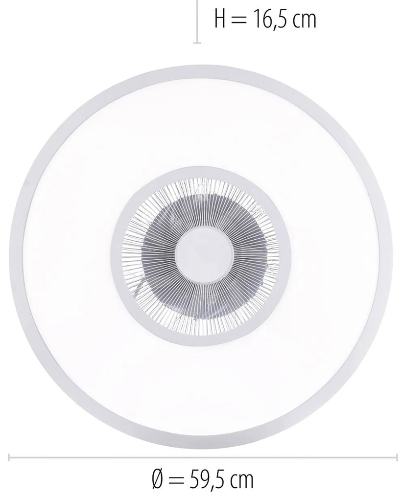 LED stropní ventilátor Flat-Air, CCT, bílý, Ø 59,5 cm