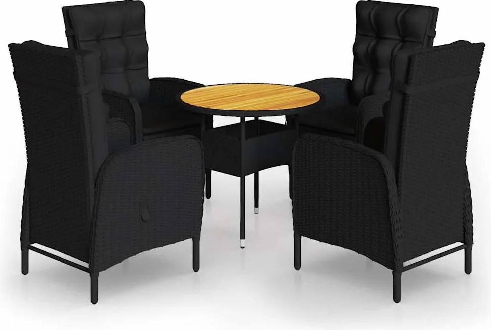 5dílný zahradní bistro set polyratan černý 3058553