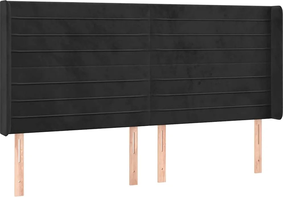 Čelo postele typu ušák černé 163x16x118/128 cm samet 3119776