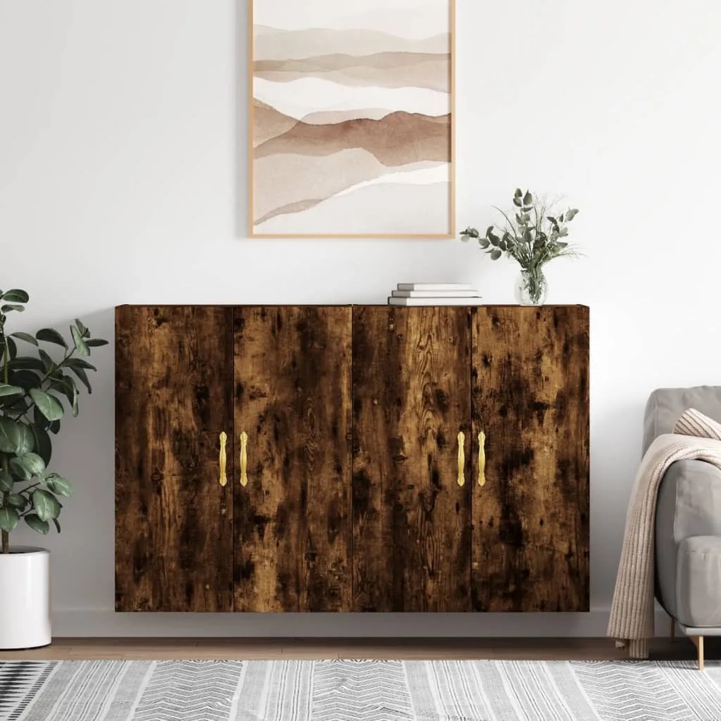 Nástěnné skříňky 2 ks kouřový dub 69,5 x 34 x 90 cm 3195608