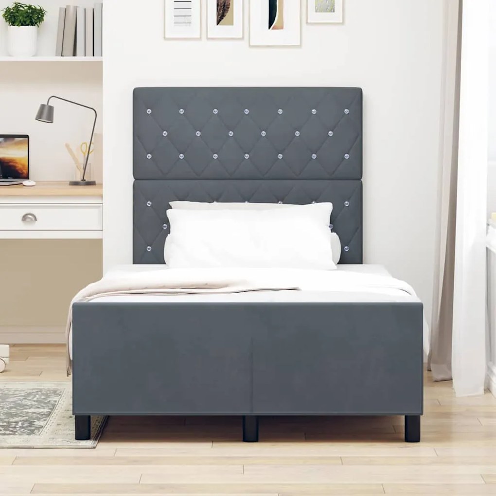 Postel s boxspringem s čelo Tmavě šedá 120 x 200 cm samet 3344862