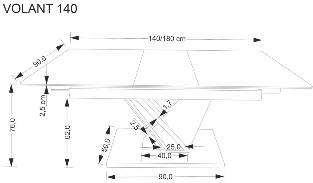 Halmar jídelní stůl VOLANT rozměr 140 cm