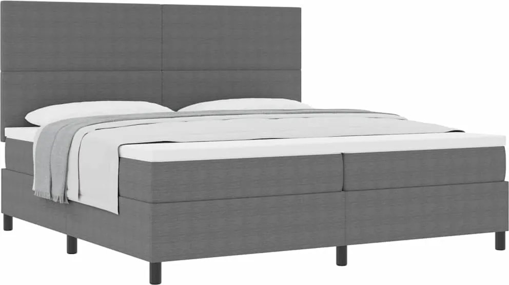 Postel s boxspringem s čelo Světle šedá a bílá 200 x 200 cm 3337571
