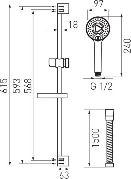 FERRO TUTTI - Sprchová ruční sada, chrom, N340