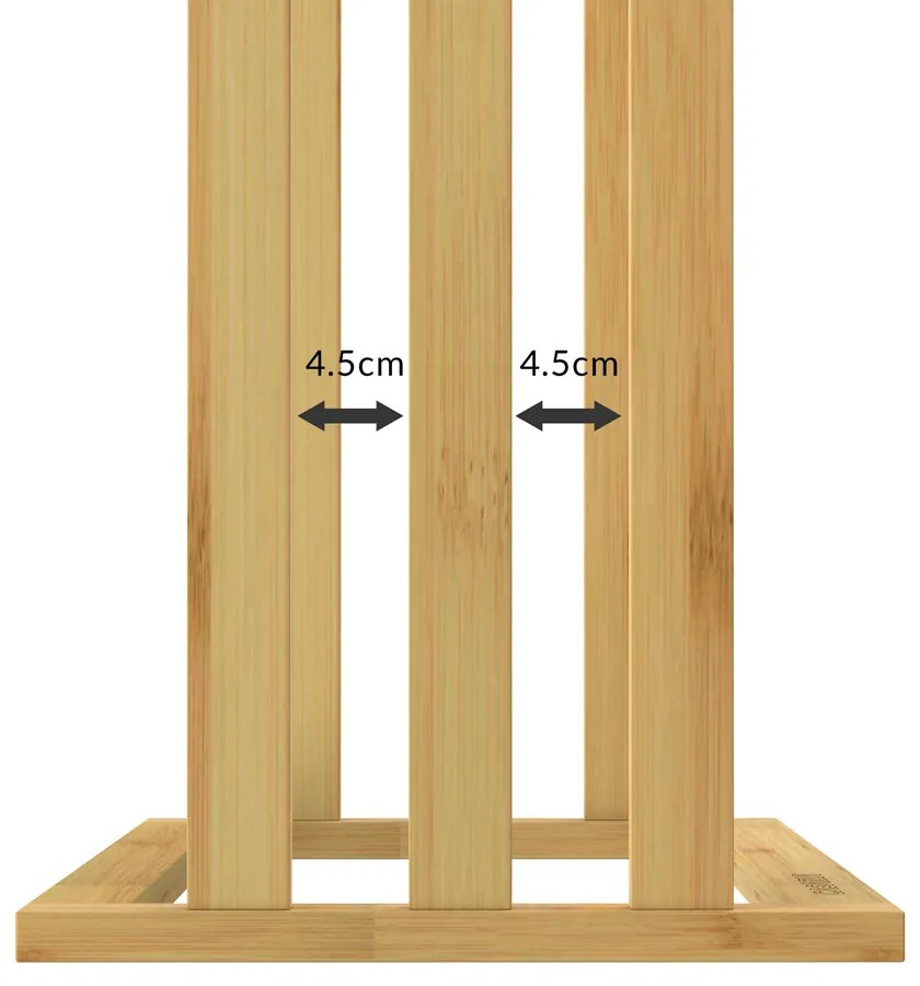 Bambusový stojan na ručníky RUBBY s kovovými tyčemi, 46x24x84cm, hnědá/stříbrná Casaria