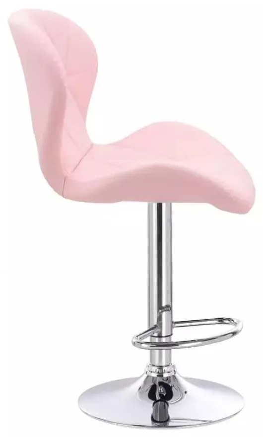 LuxuryForm DESIGN Barová židle LIVIO na stříbrné kulaté podstavě - růžová