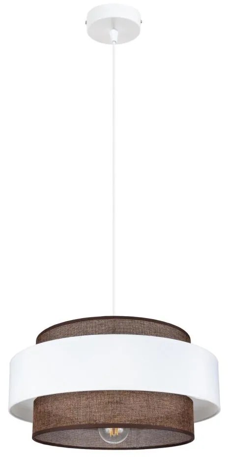 HEXE Lustr na lanku CORSA 1xE27/60W/230V bílá/hnědá 0544