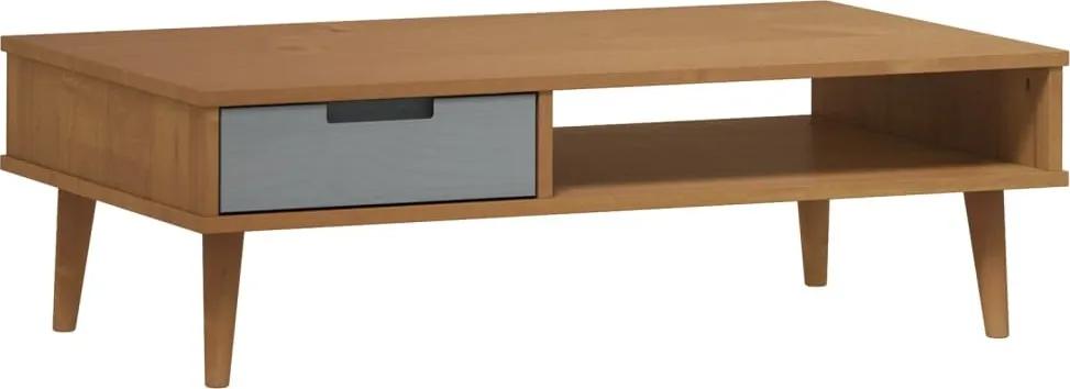 vidaXL Konferenční stolek MOLDE 100 x 55 x 31 cm masivní borovice [350528] Barva: Šedá
