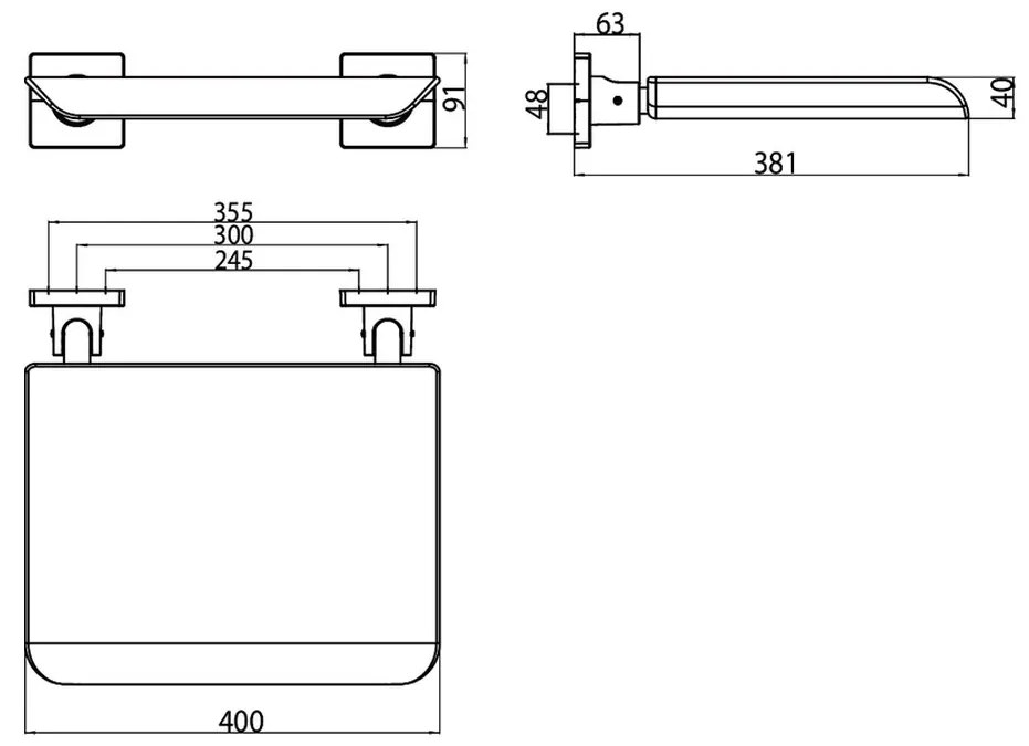 Emco System 2 - Sklopné sedadlo do koupelny, černá 355121202