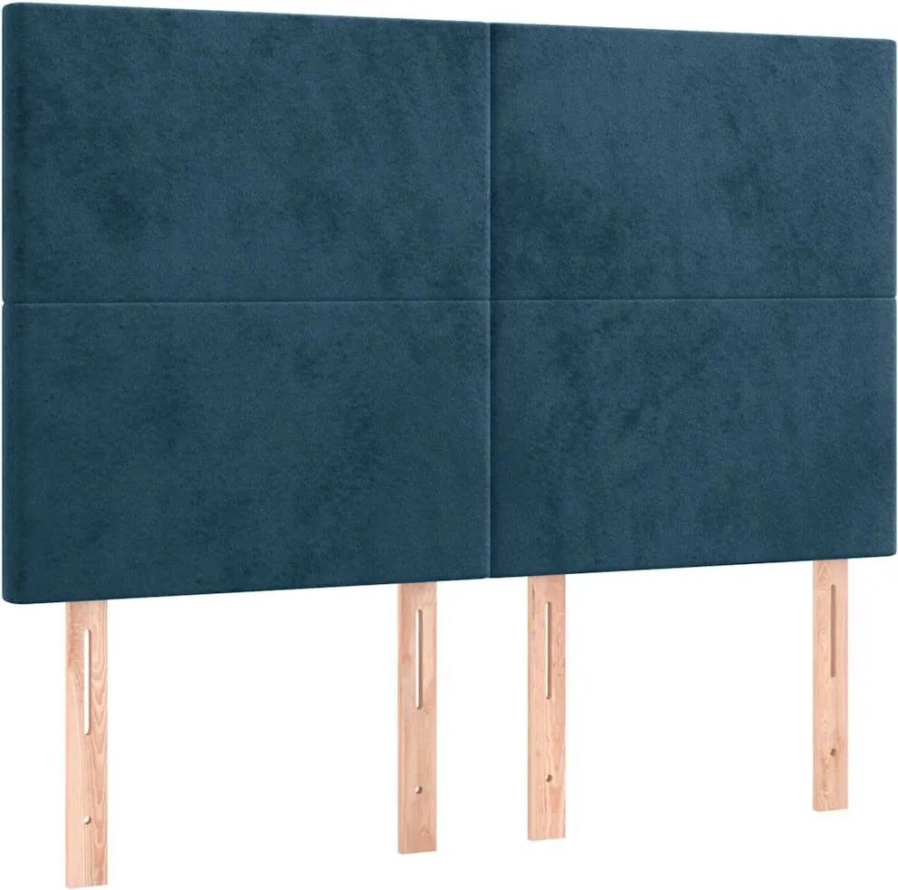 Čelo postele tmavě modré 144x5x118/128 cm sametové 3116104