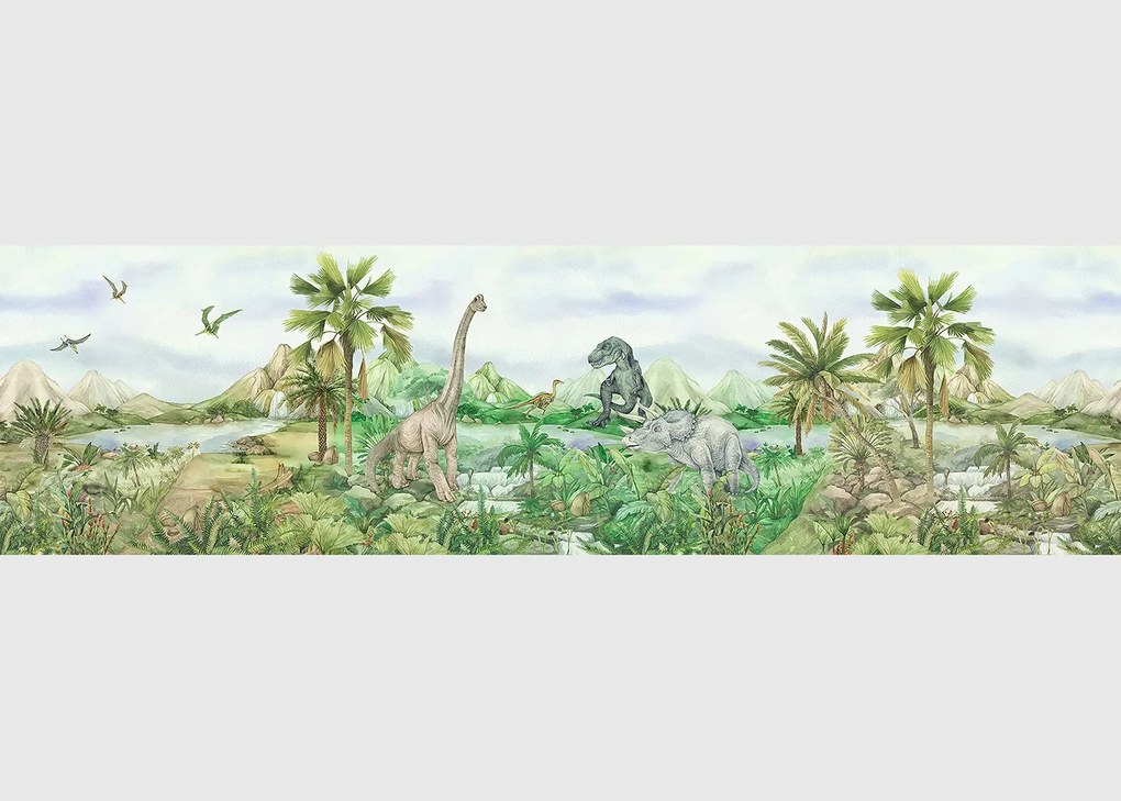 Dětská samolepící bordura na zeď Dino | 5 m x 13.8 cm | DWBD8185