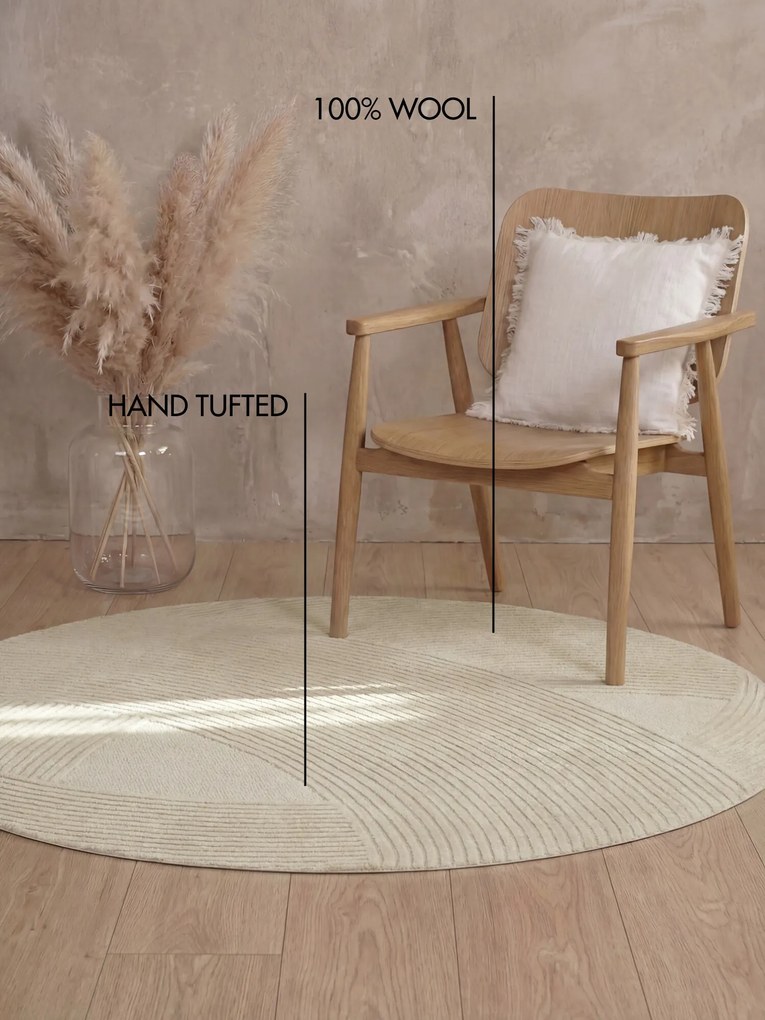 Ted Baker, Kusový koberec Ted Baker Kensington 106399 Cream kruh, 160x160, bílá, kancelář