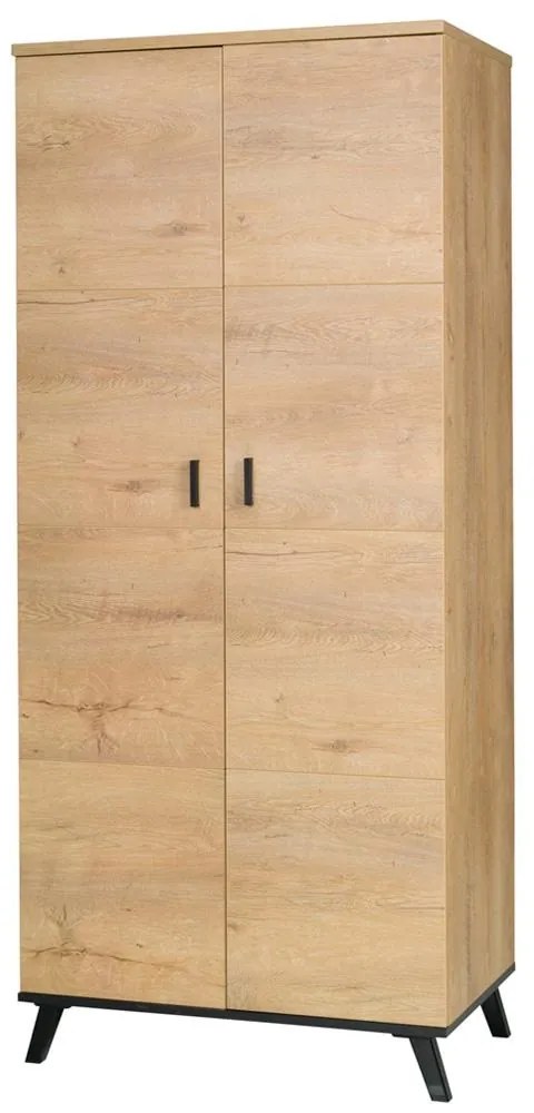 Obývací stěna se skříní JOHN | 5 dílů | 333 cm + 101x61 cm | dub lefkas světlý/černá