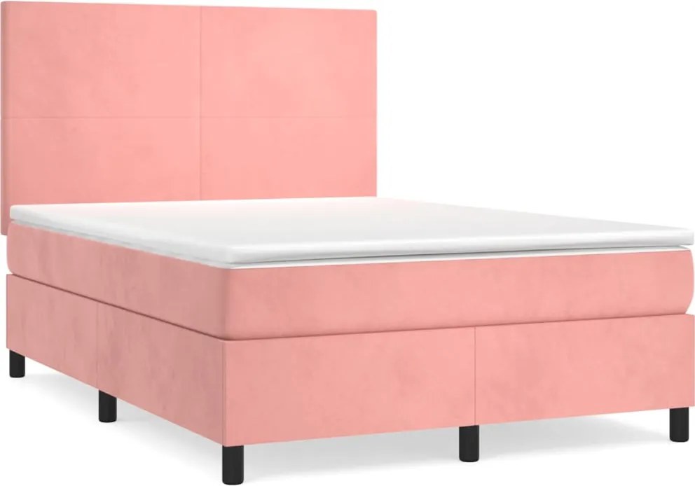 Box spring postel s matrací růžová 140x190 cm samet 3142904