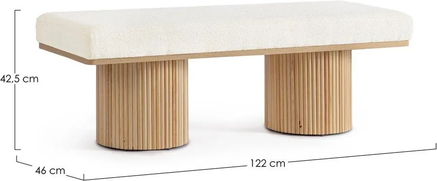 Krémová polstrovaná lavice z textilie bouclé Floriana – Bizzotto