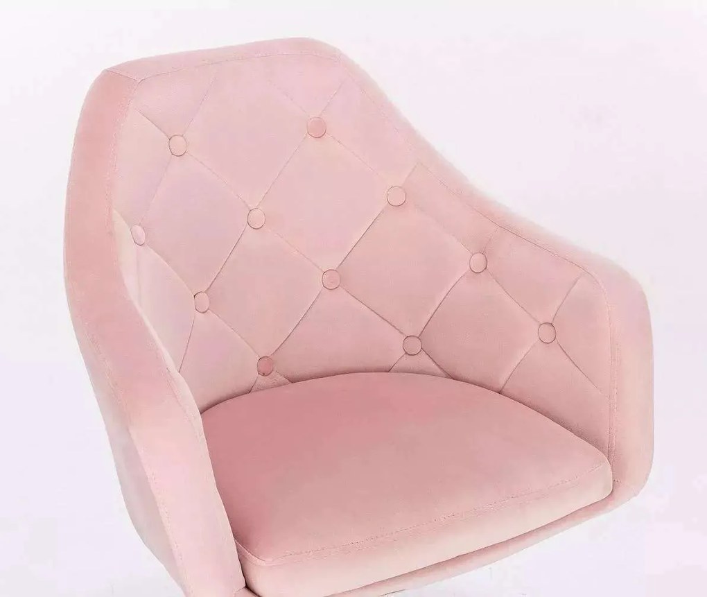 LuxuryForm DESIGN Barová židle ANDORA VELUR na černé kulaté podstavě - světle růžová