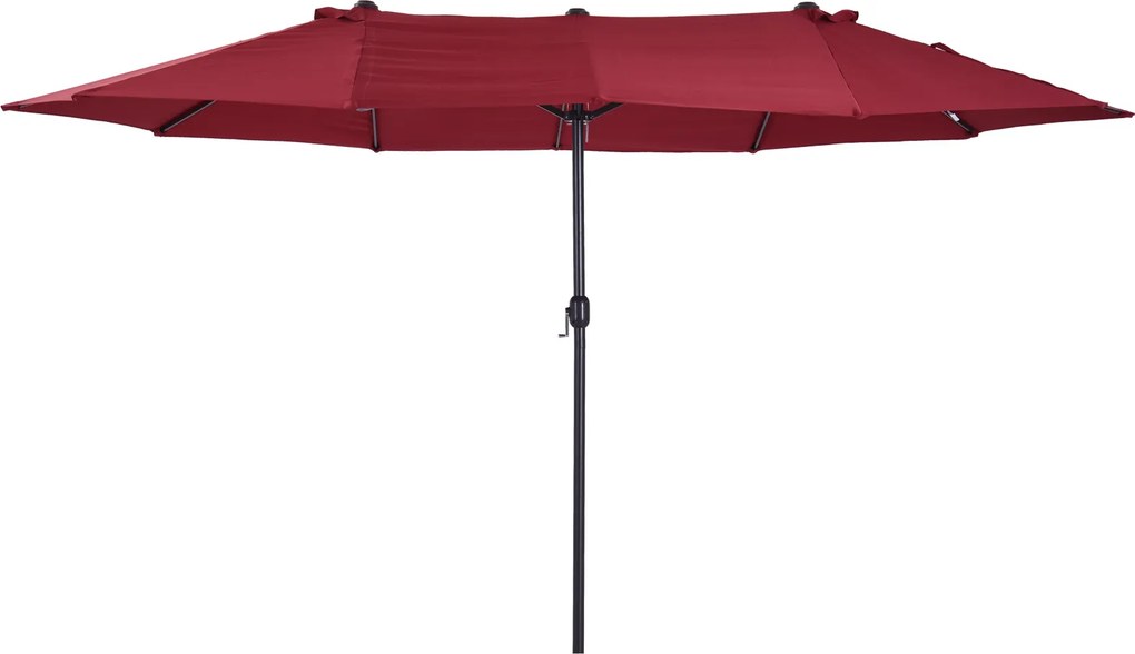 Dvojitý slunečník Outsunny 455 x 265 cm, sluneční clona s UV ochranou a kličkou, balkonový slunečník, plážový slunečník, větruodolný slunečník pro pl…