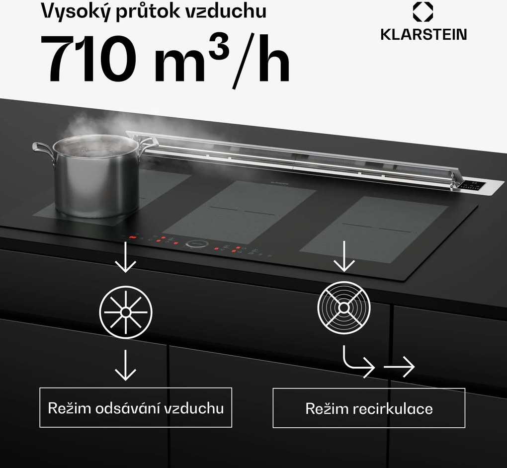 Klarstein Brisa, digestoř 90 cm, výsuvá, nnerezová ocel, 710 m³/h, A+