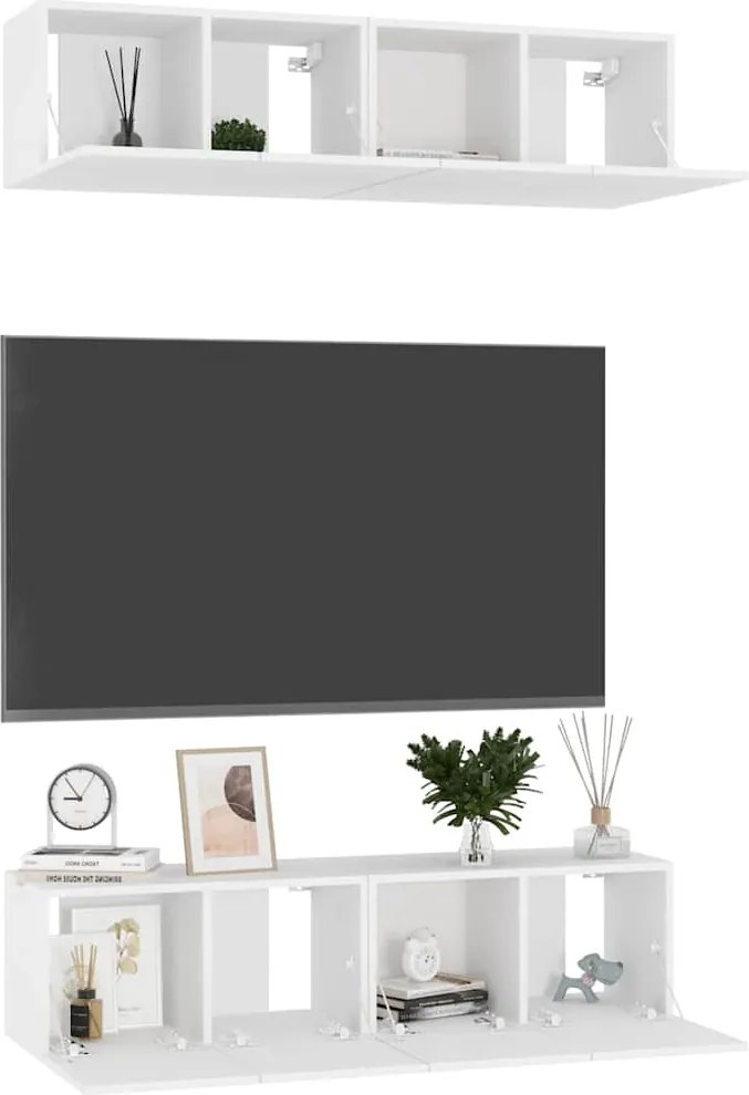 TV stolky 4 ks bílé 60 x 30 x 30 cm kompozitní dřevo 3074450