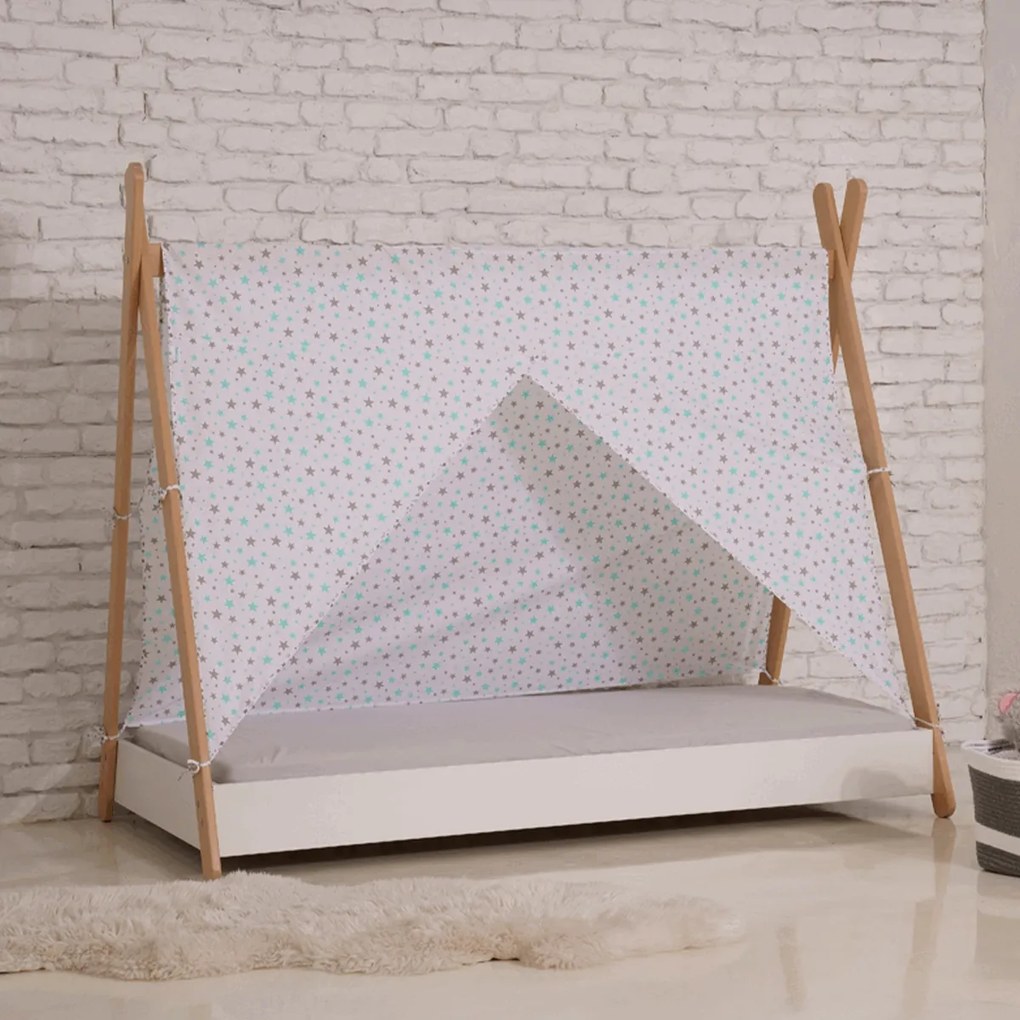 Vingo První dětská postel včetně matrace a roštu Barva: postel 80x160 s látkou, vzor: hvězdičky růžové
