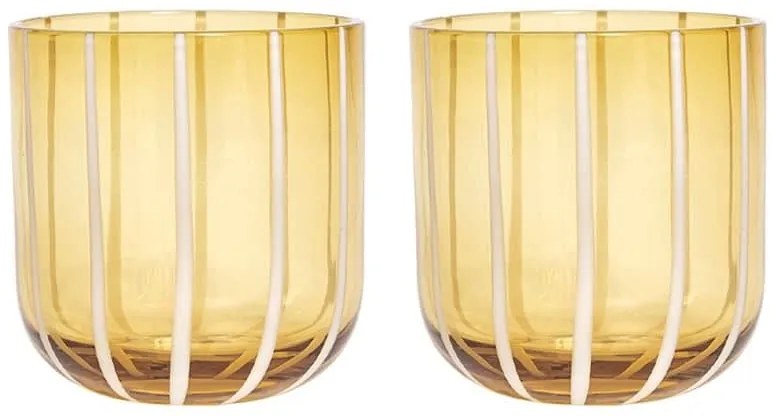 OYOY Sklenice Mizu Glass Amber 320 ml - set 2 ks, žlutá barva, sklo