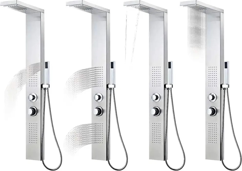 Sprchový panel set z nerezové oceli s čtvercovým designem 142371