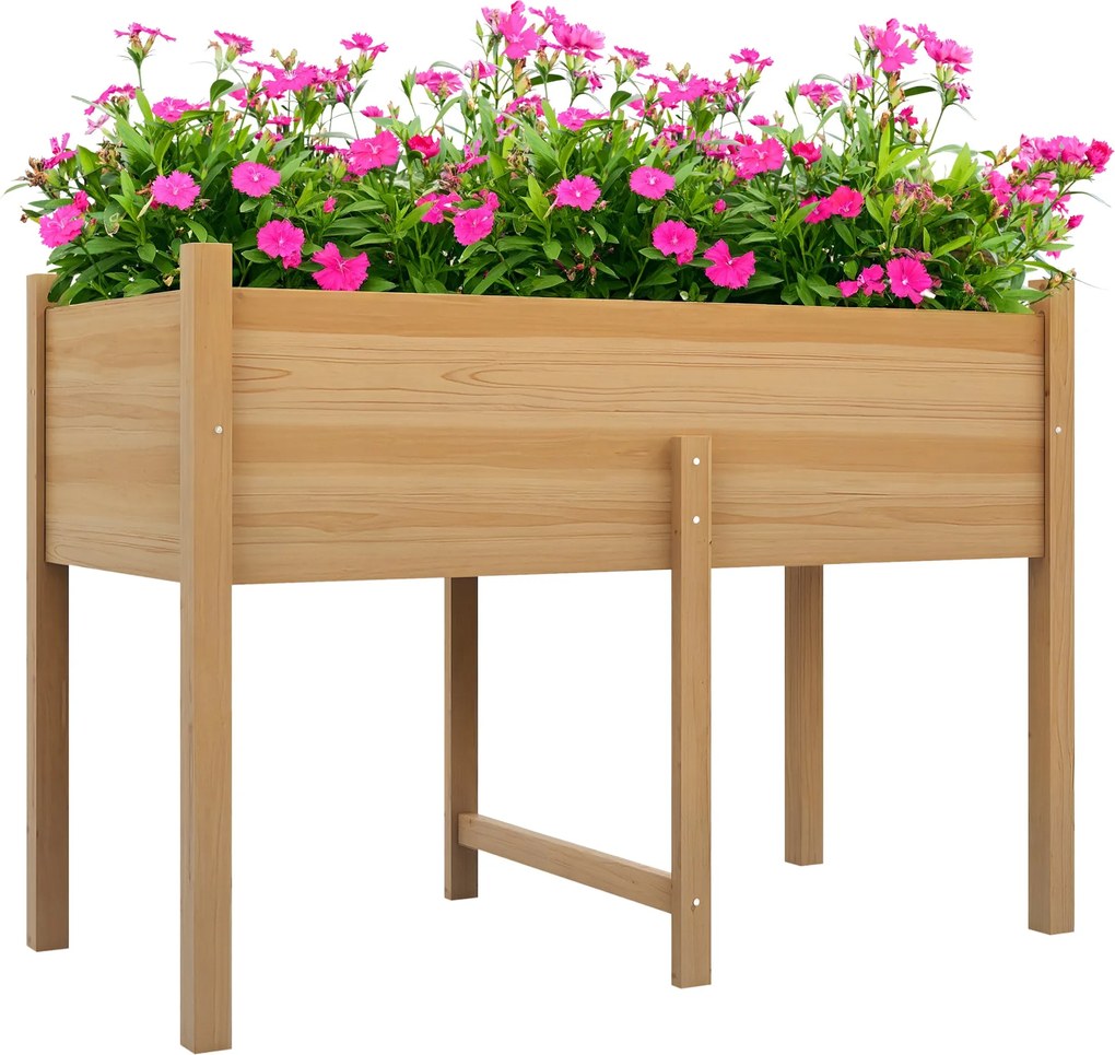 Outsunny Vyvýšený městský zahradní dřevěný pěstební stůl 115x55x80 cm s netkanou textilií pro pěstování rostlin, květin a zeleniny | Aosom