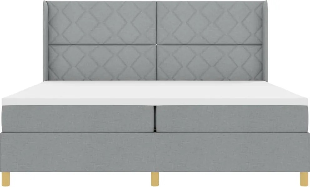 Postel s boxspringem s čelo Světle šedá 200 x 200 cm textil 3341917