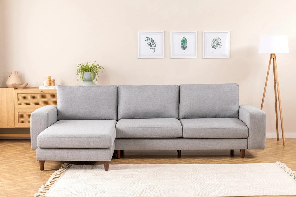 Hanah Home Rohová pohovka BERLIN světle šedá levá